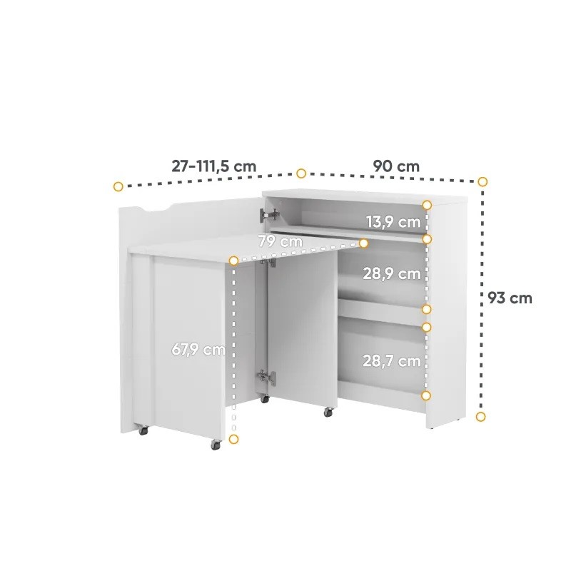 Biurko rozkładane WORK CONCEPT SLIM CW-02L BIAŁY Lenart - domowanie.pl