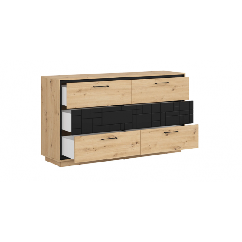 Komoda z szufladami z kolekcji Pont BRW dąb artisan/czarny mat ...