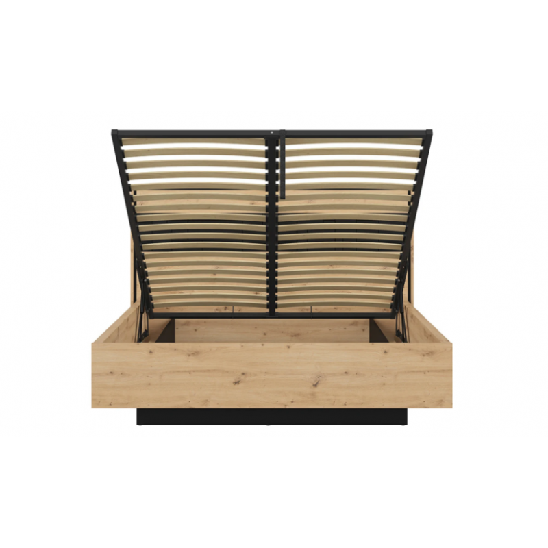 Łóżko z pojemnikiem z kolekcji Pont BRW dąb artisan/czarny mat ...