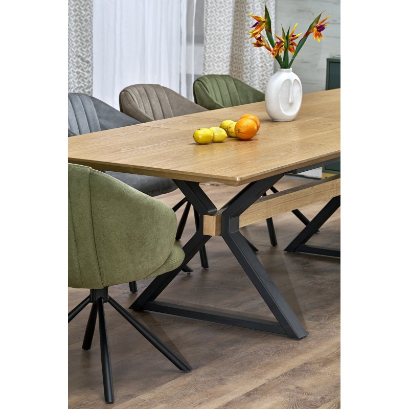 HENRY stół rozkładany, blat - naturalny, nogi - czarny - domowanie.pl