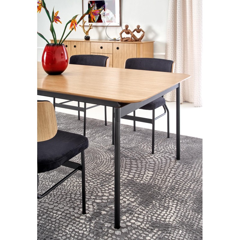 Nowoczesny stół rozkładany Malar dąb naturalny/czarny - domowanie.pl